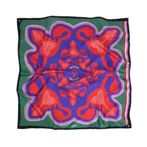 KUEEN Green / Blue / Red Silk Scarf Bloody Awesome Collection Bloody Blue - Green/blue/red