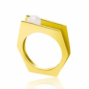 NEOLA DESIGN Alvaro Cocktail Ring With White Pearl - Gold