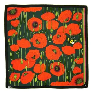 KUEEN Silk Scarf Poppy - Green