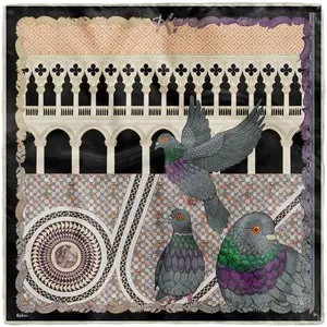 KUEEN Black / Grey Silk Scarf San Marco
