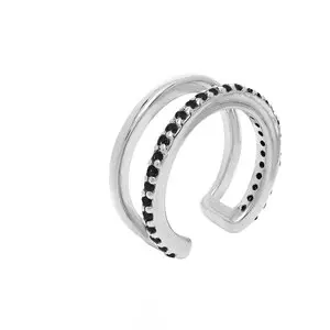 NEOLA DESIGN Black Onyx Gemstone Ear Cuff - Silver