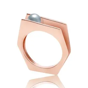 NEOLA DESIGN Cocktail Ring With Grey Pearl Alvaro - Rose Gold