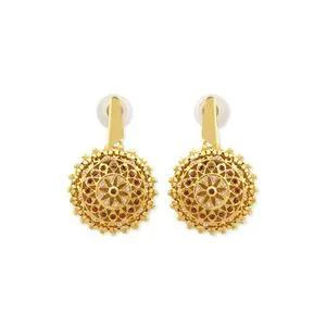 NAJIBA Yantra Earrings With Garnet - Yellow