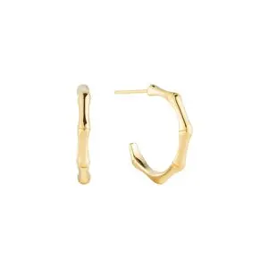 BEYJOU Bamboo Hoop Earrings - Gold