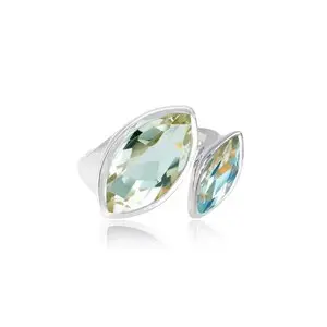 NEOLA DESIGN Celestine Cocktail Ring Green Amethyst & Topaz - Silver