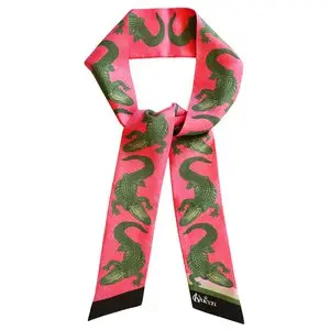 KUEEN Silk Scarf Amazing A Alligator Coral