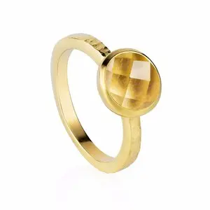 NEOLA DESIGN Gold Stacking Ring With Citrine Estella - Yellow