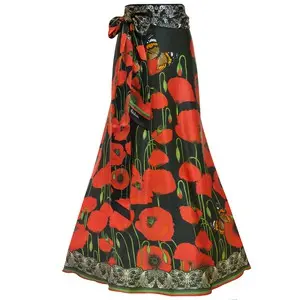 KUEEN Floral Silk Wrap Skirt