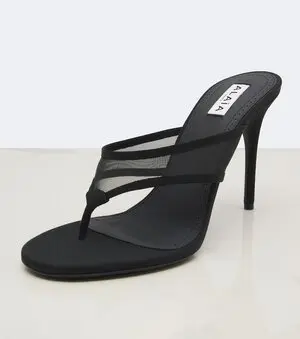 Alaïa Mesh Thong Sandals - Black
