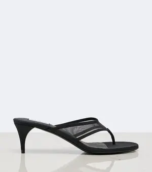 Alaïa Mesh Thong Sandals - Black