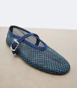 Alaïa Embellished Suede-trimmed Mary Jane Flats
