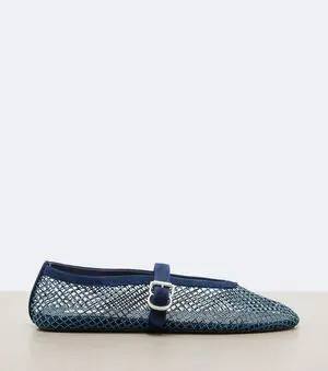 Alaïa Embellished Suede-trimmed Flats - Blue