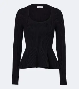 Alaïa Peplum Wool-blend Top - Black
