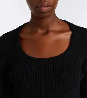 Alaïa Peplum Wool-blend Top - Black