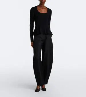 Alaïa Peplum Wool-blend Top - Black