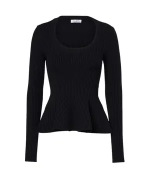 Alaïa Peplum Knit Top - Black