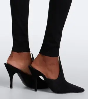 Alaïa Suede Pointed Toe Mules - Black