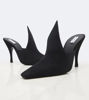 Alaïa Suede Pointed Toe Mules - Black