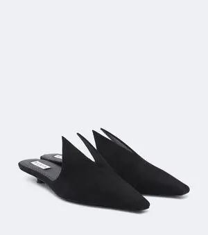 Alaïa Suede Pointed Toe Mules - Black