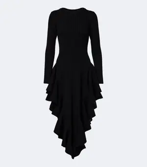Alaïa Ruffled Wool-blend Midi Dress