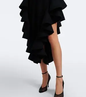 Alaïa Ruffled Wool-blend Midi Dress