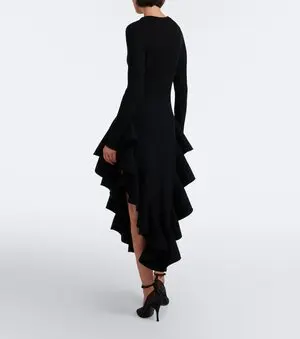 Alaïa Ruffled Wool-blend Midi Dress