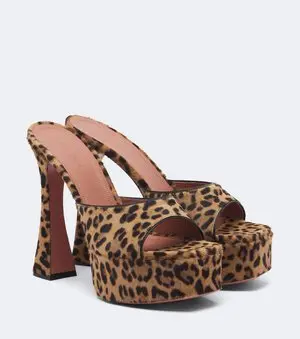 Amina Muaddi Dalida Calf Hair Platform Mules - Multicoloured