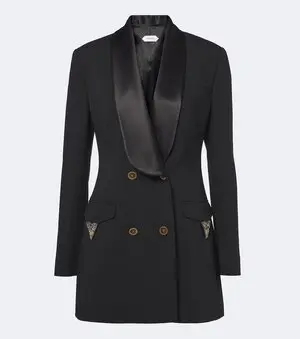 Versace Embellished Wool Tuxedo Jacket - Black