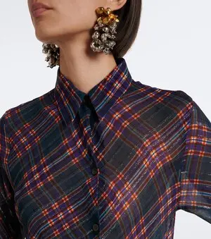 Dries Van Noten Checked Lamé Shirt Dress