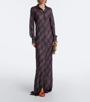 Dries Van Noten Checked Lamé Shirt Dress
