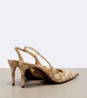 Gucci Donna Gg Embellished Slingback Pumps