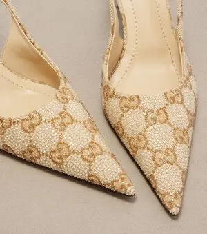 Gucci Donna Gg Embellished Slingback Pumps