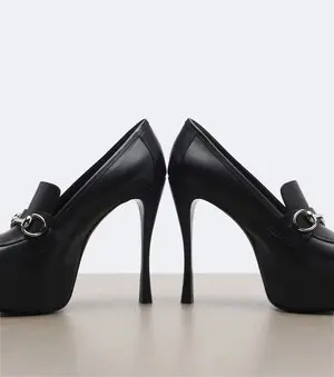 Gucci Horsebit Leather Platform Pumps