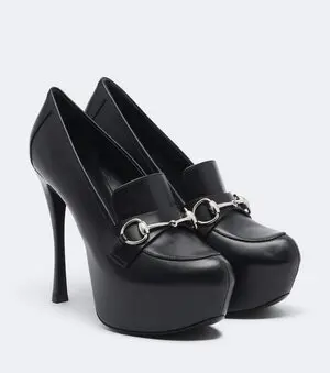 Gucci Fame Leather Platform Pumps - Black