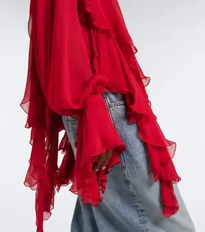 Blumarine Ruffled Crêpe Blouse