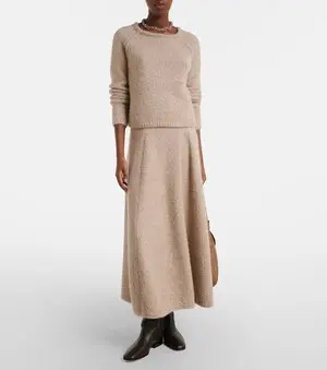 Agnona Cashmere, Silk, And Wool Sweater - Beige
