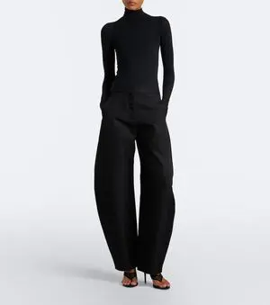Alaïa Infra Tulle Thong Sandals - Black