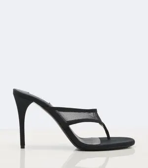 Alaïa Infra Tulle Thong Sandals - Black