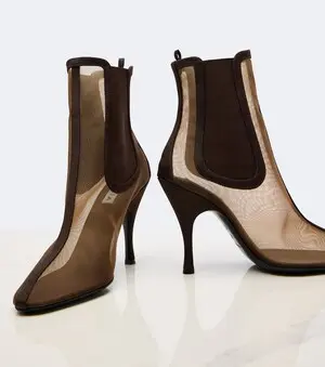 Alaïa Mesh Ankle Boots - Brown