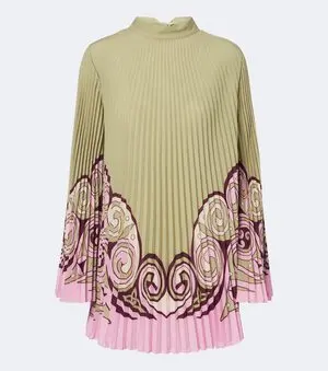 La DoubleJ Kells Swirl Pleated Crepe De Chine Mini Dress