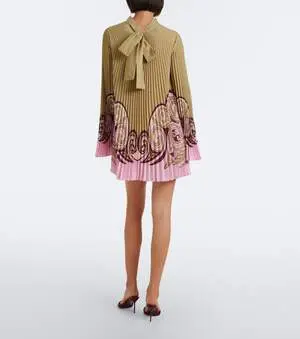 La DoubleJ Kells Swirl Pleated Crepe De Chine Mini Dress