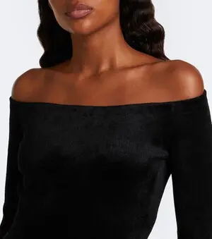 Alaïa Off-shoulder Velvet Bodysuit