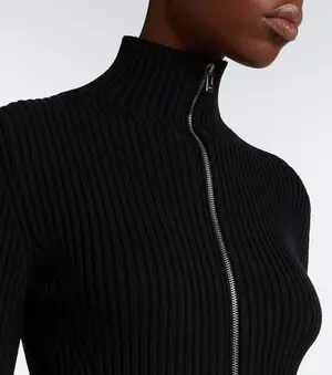 Alaïa Peplum Zip-up Cardigan In Wool Blend