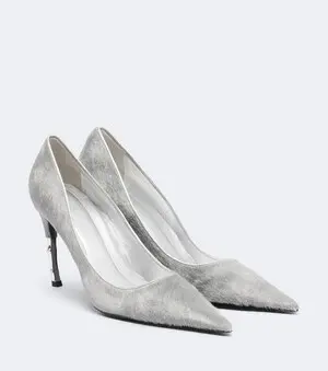 Gucci Castello Calf Hair Pumps - Silver