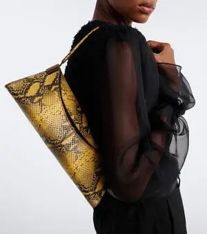 Balmain Snake-effect Leather Shoulder Bag