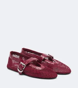 Alaïa Croc-effect Fishnet Ballet Flats