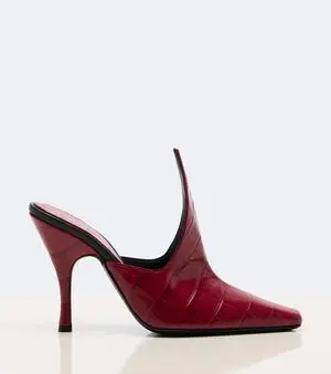 Alaïa V-neck Pointed Toe Mules - Red