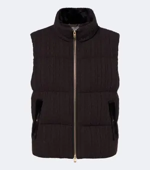 Agnona Cable-knit Cashmere Puffer Vest - Brown
