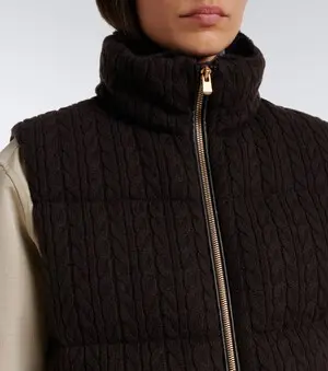 Agnona Cable-knit Cashmere Puffer Vest - Brown