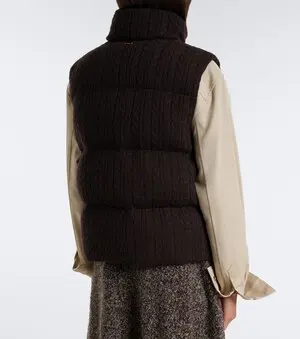 Agnona Cable-knit Cashmere Puffer Vest - Brown